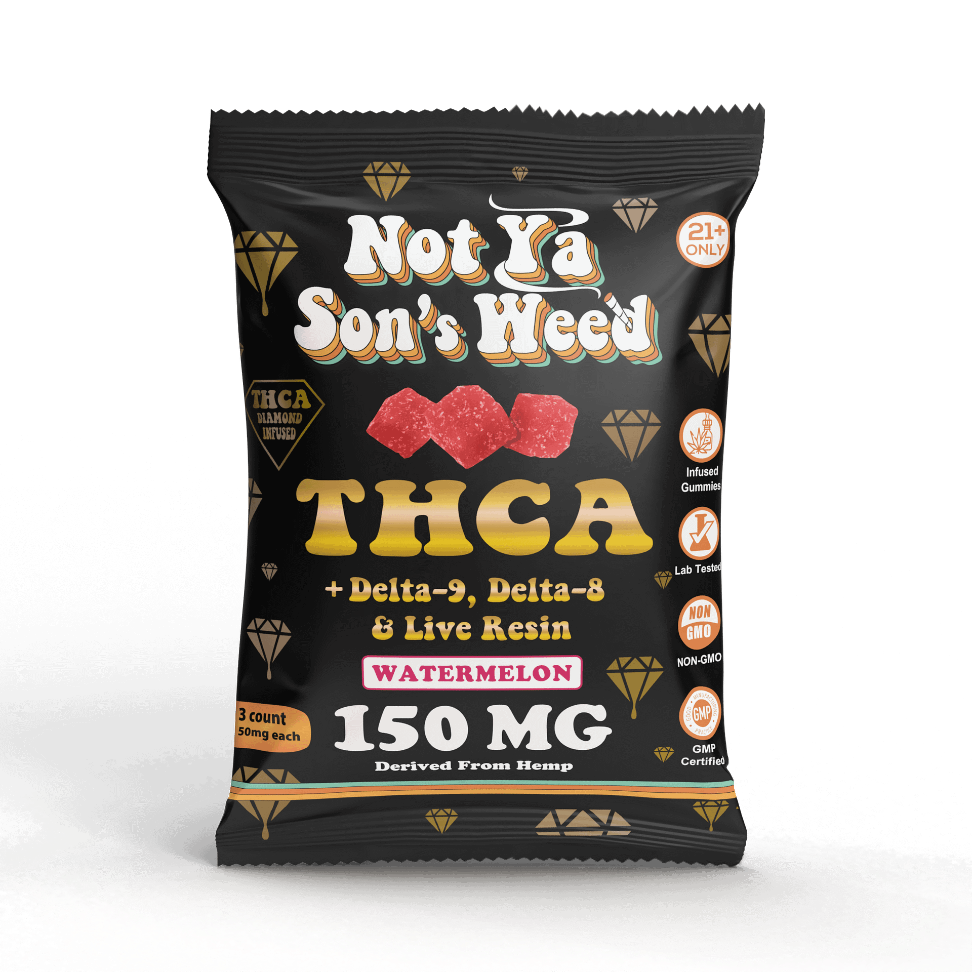 Watermelon 150mg THCA/Delta 9/8 Gummy Sachet | NotyaSons